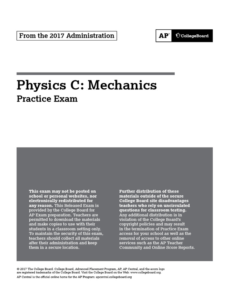 2017 AP C Mechanics | PDF | Educational Stages | Educational Institutions