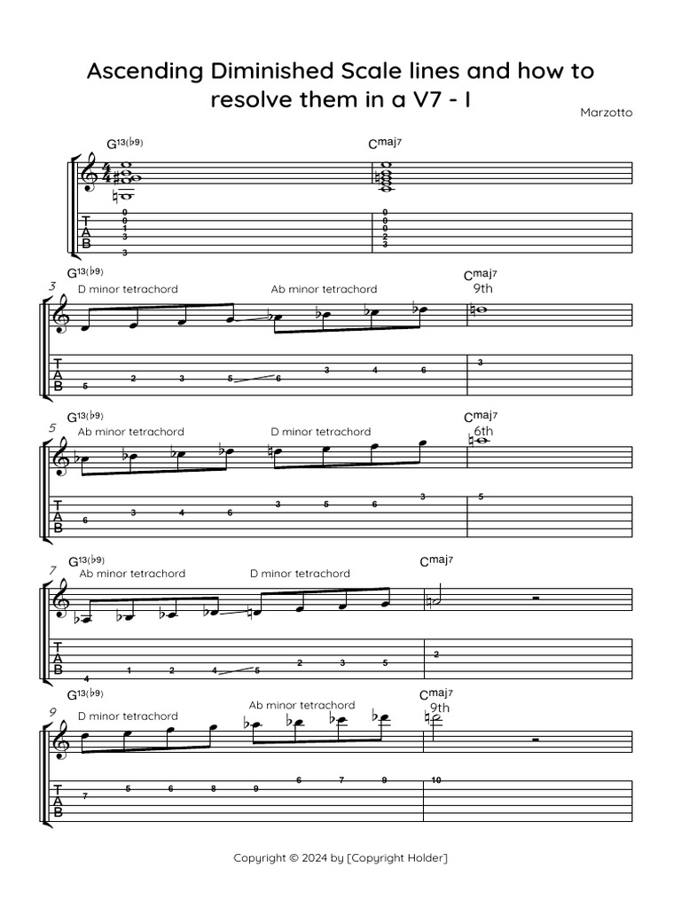 Ascending Diminished Scale Lines and How To Resolve Them - Full Score | PDF