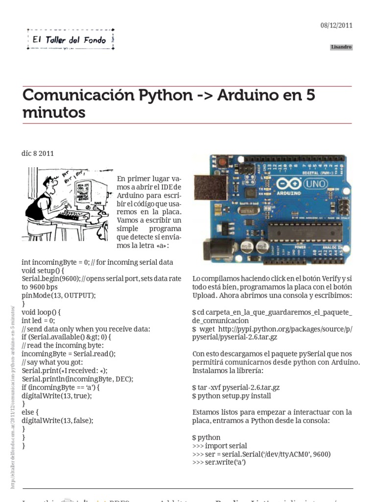 Comunicación Python -> Arduino en 5 Minutos Comunicación Python -> Arduino en 5 Minutos