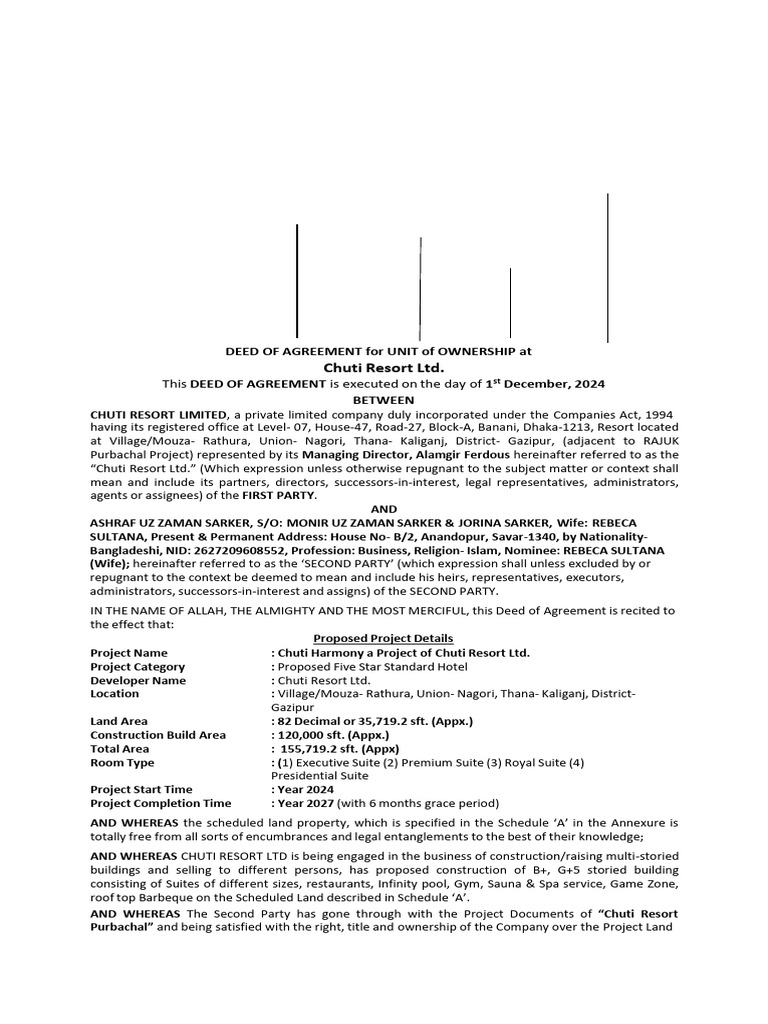 Ashraf Uz Zaman Sarker Deed.. | PDF | Arbitration | Indemnity