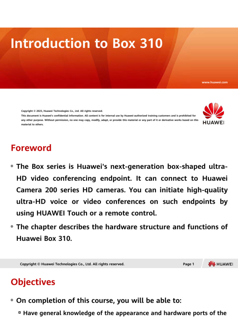 Huawei Box 310 Video Conferencing Overview | PDF | Usb | Hdmi