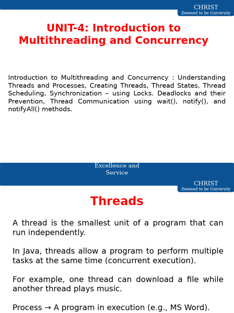 Unit 4 Threads-1 | PDF | Process (Computing) | Method (Computer Programming)