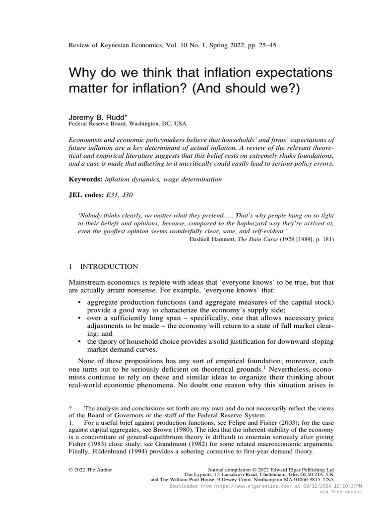 Inflation Expectation | PDF | Cost Of Living | Phillips Curve