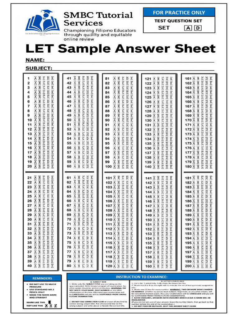 Sir Melvin Answer Sheet | PDF