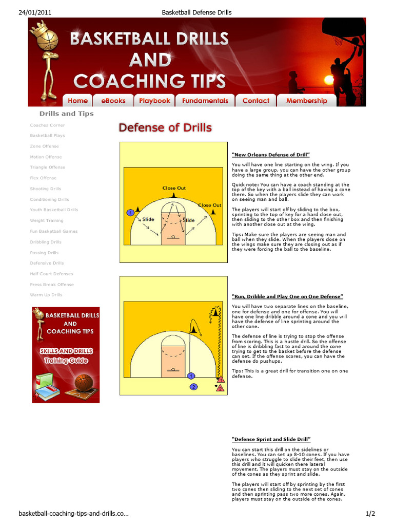 Basketball Defensive Drills Guide | PDF | Sports Rules And Regulations ...