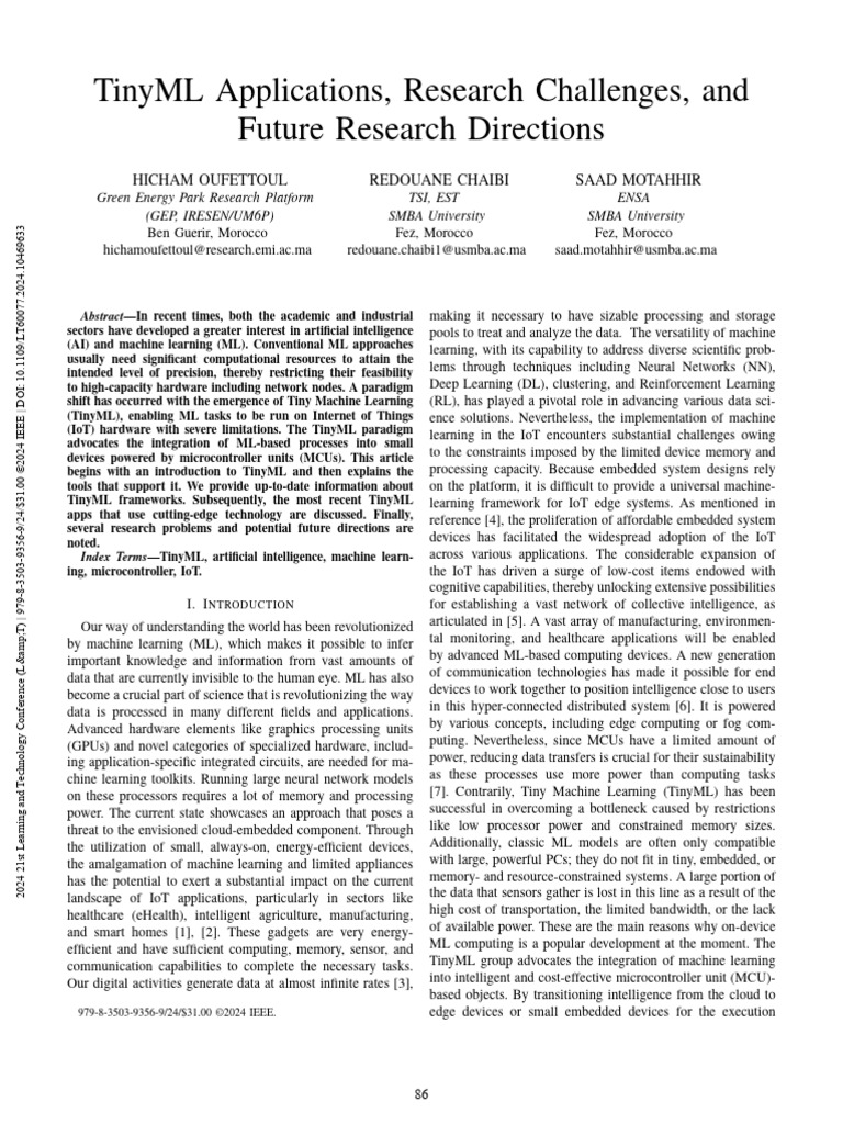 TinyML: Applications and Future Directions | PDF | Internet Of Things ...