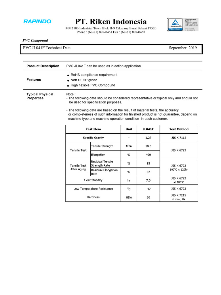 Properties JL041F - Askara | PDF | Building Materials | Materials Science