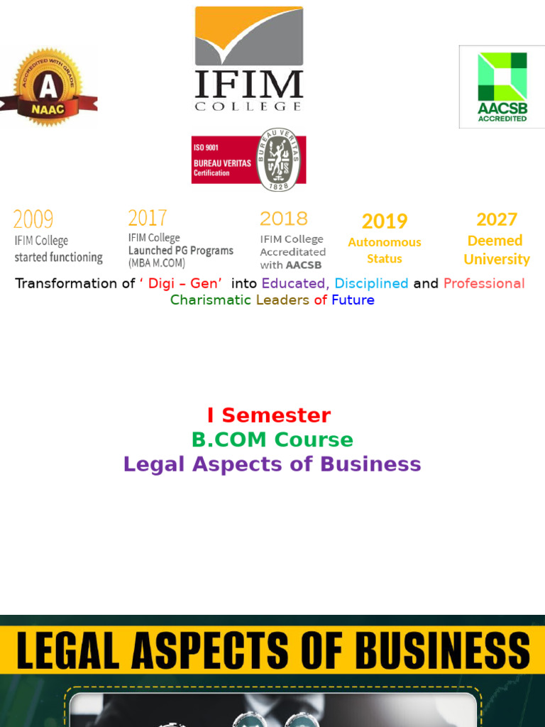 I SEM BCOM Course - Legal Aspects of Business - Unit No 4 - November ...