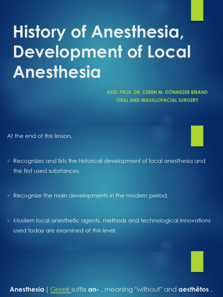History of Local Anesthesia Development | PDF | Anesthesia | Health Care