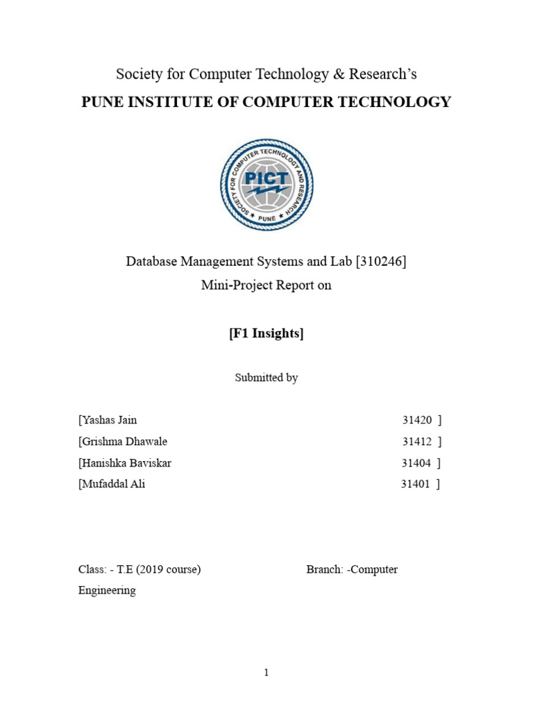 F1 DBMS Project Report PDF | PDF | Databases | Database Design