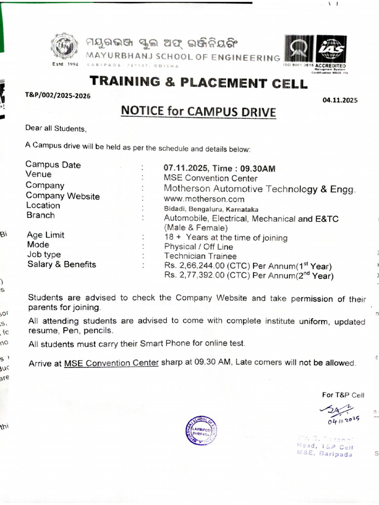 MATE Campus Notice | PDF