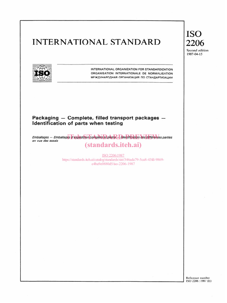 ISO 2206:1987 Packaging Standards | PDF | International Organization ...