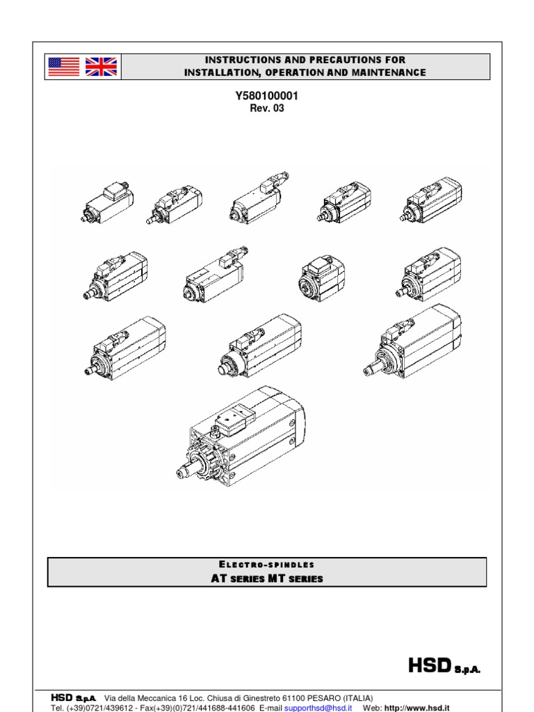 HSD Electro-Spindle Installation Manual | PDF | Bearing (Mechanical ...