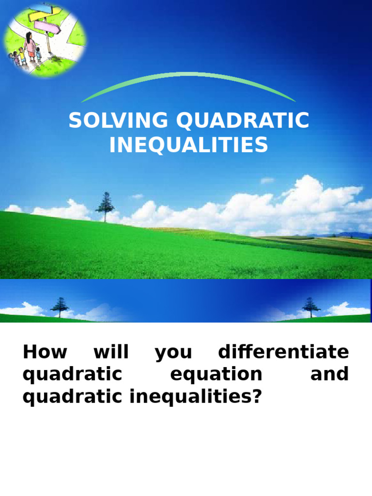 Solving Quadratic Inequalities Guide | PDF | Quadratic Equation | Equations
