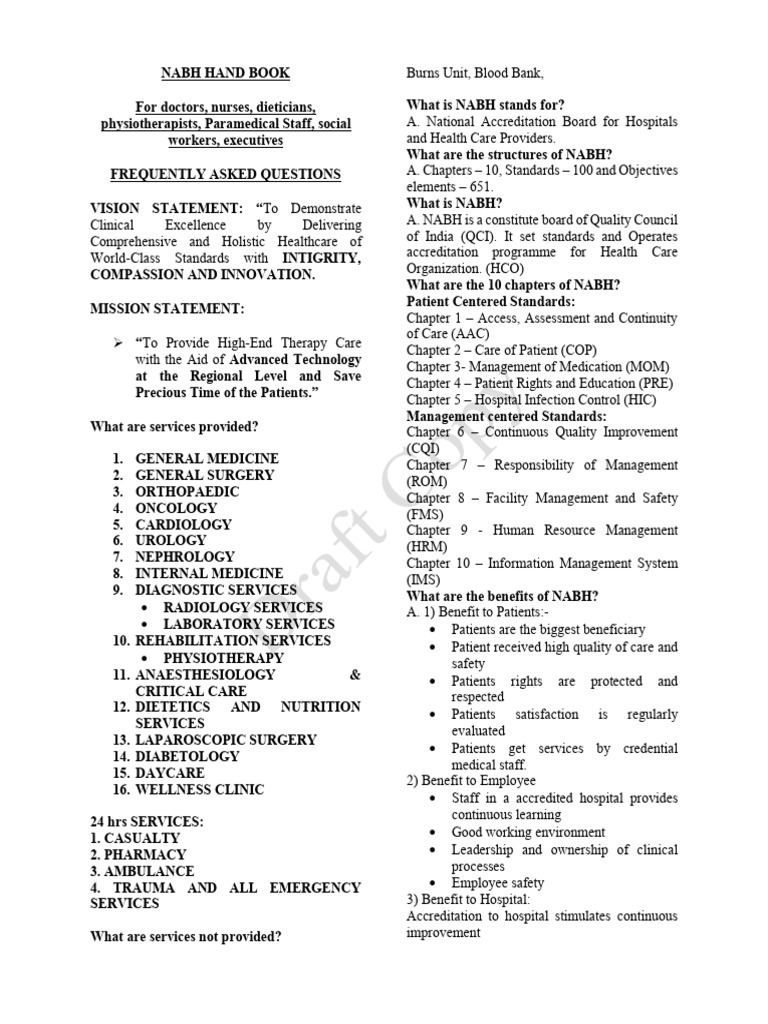 Nabh Hand Book - Esic Indore | PDF | Patient Safety | Health Care
