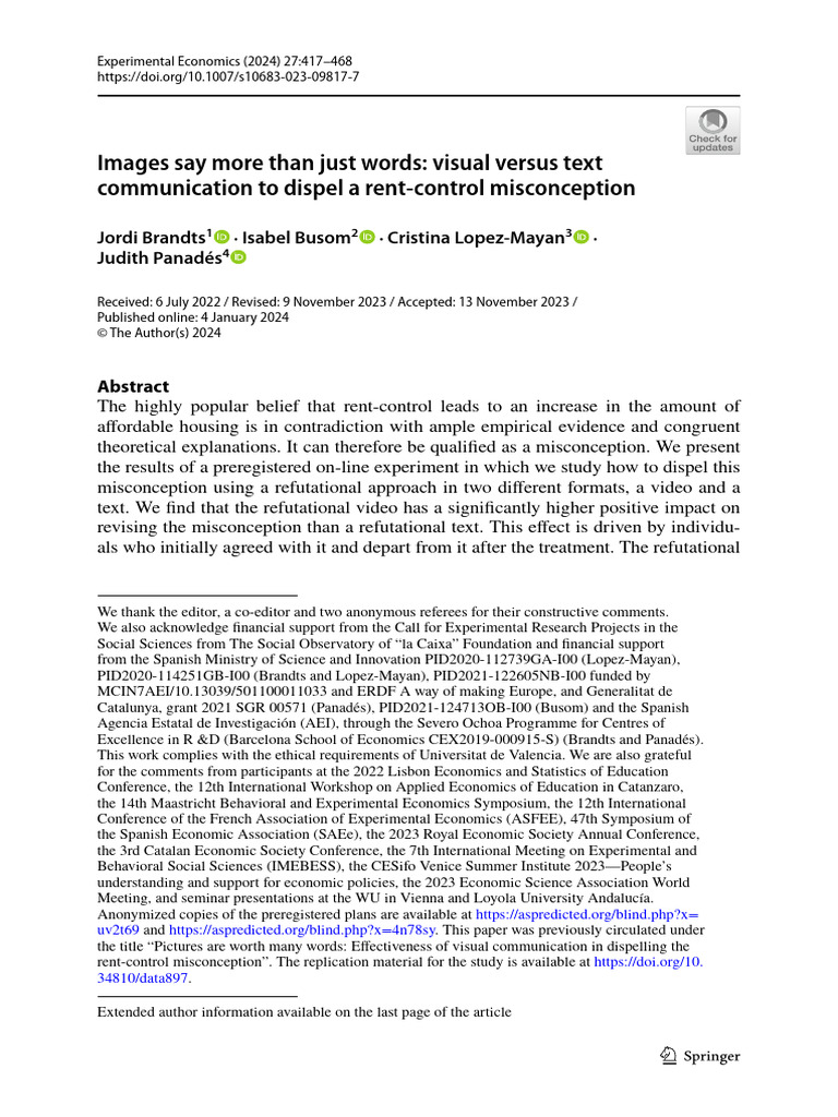 Visual vs. Text Communication on Rent Control | PDF | Experiment ...