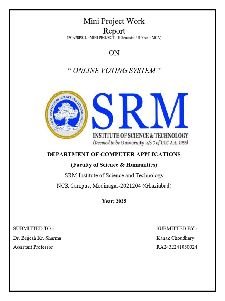 Online Voting System Project Report | PDF | Electronic Voting | Cloud ...