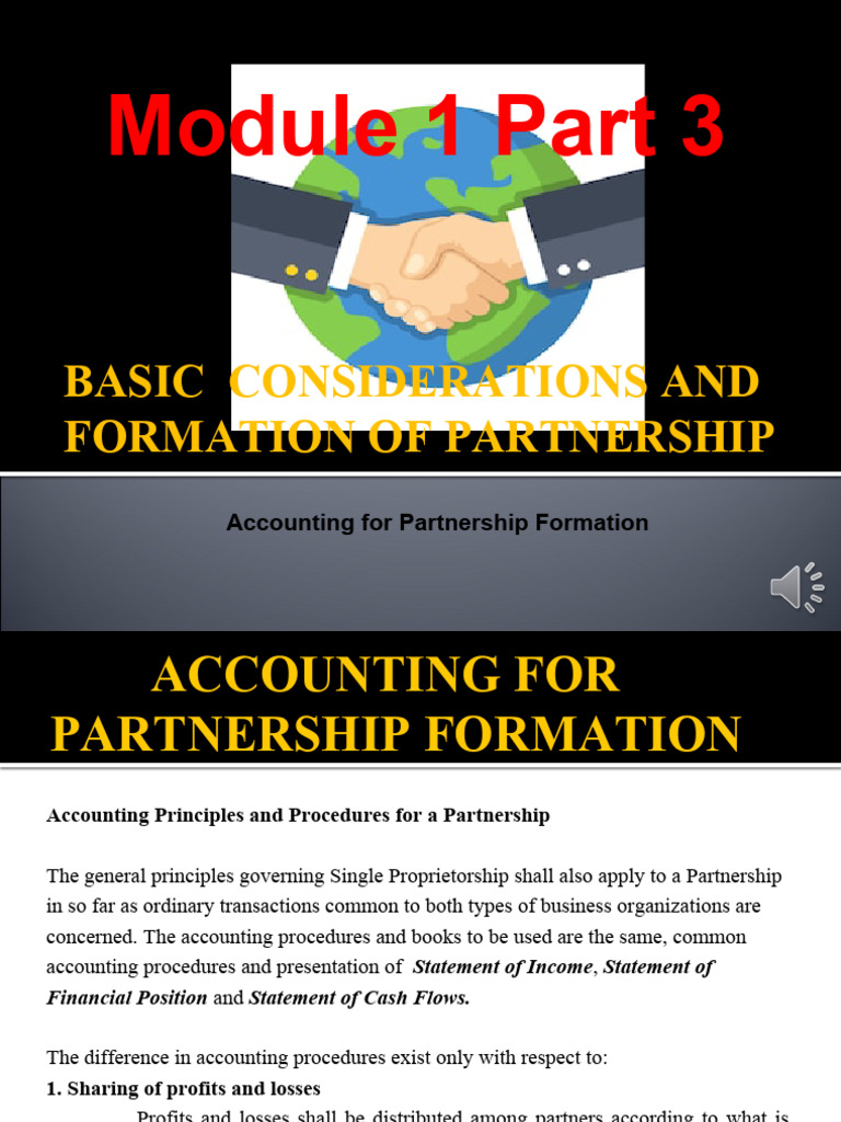 Partnership Formation Accounting Guide | PDF | Debits And Credits ...