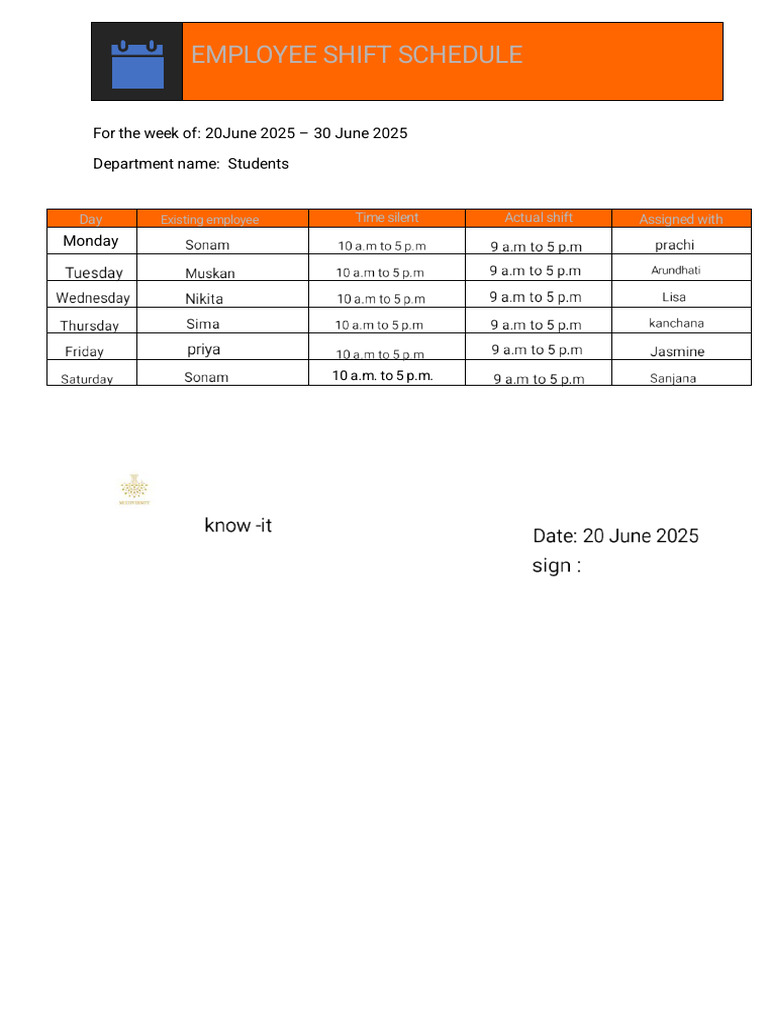 Assignment 3 Employee Shift | PDF