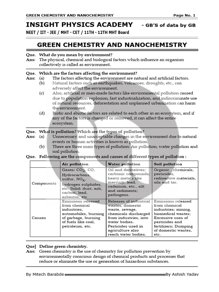 Green Chemistry and Pollution Prevention | PDF | Nanotechnology ...