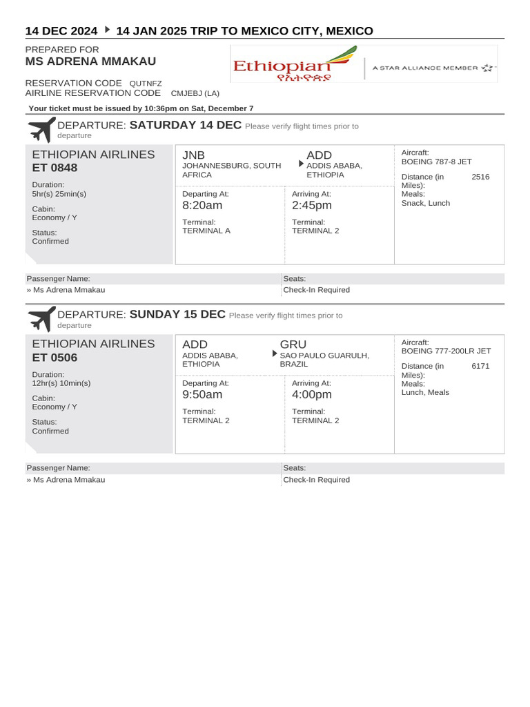 Travel Reservation December 14 For MS ADRENA MMAKAU | PDF | Aircraft ...