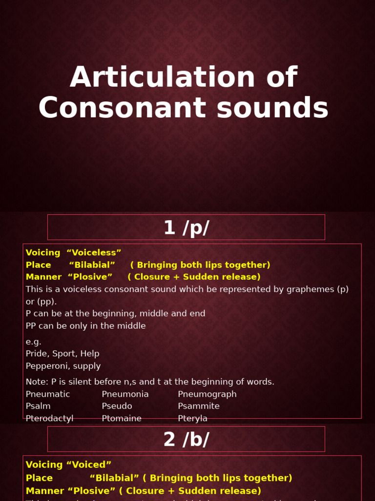 Articulation of Consonant Sounds | PDF | Consonant | Phonetics
