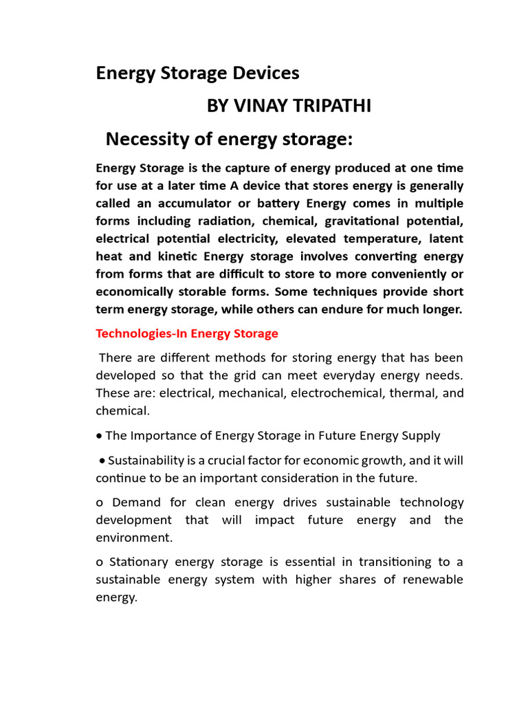 ENERGY STORAGE DEVICES | PDF | Energy Storage | Hydroelectricity