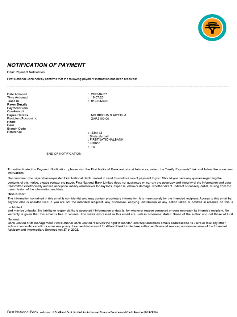 Payment Notification PDF | PDF | Payments