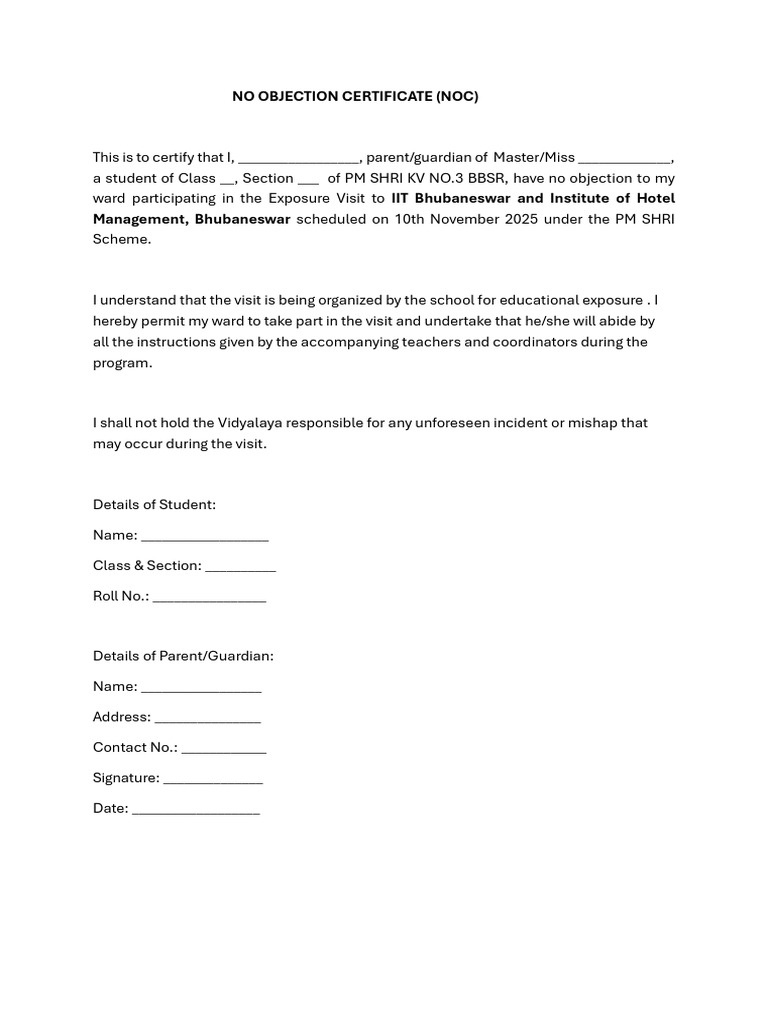 No Objection Certificate (Noc) | PDF