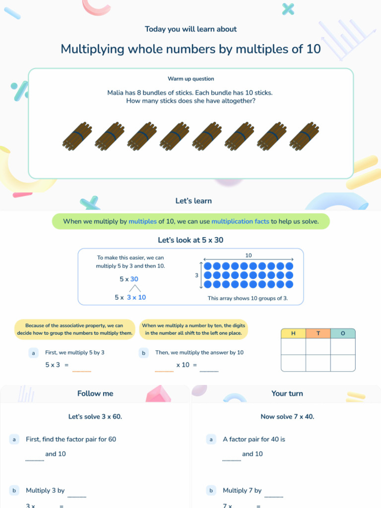 Multiplying Whole Numbers by Multiples of 10 | PDF