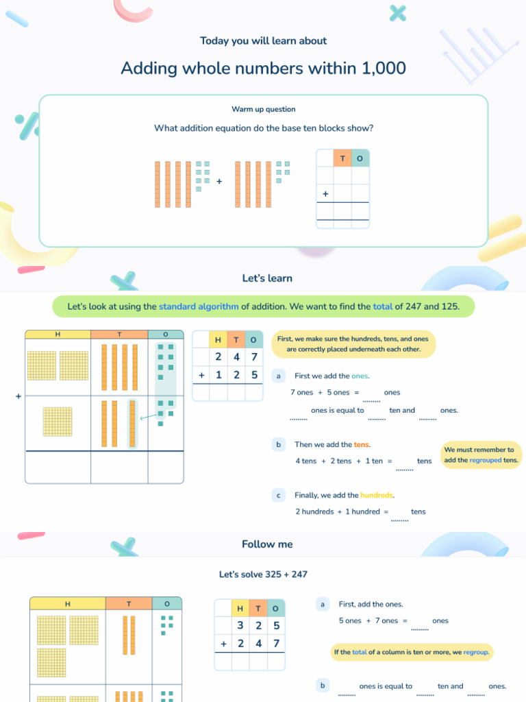 Adding Whole Numbers Within 1,000 | PDF