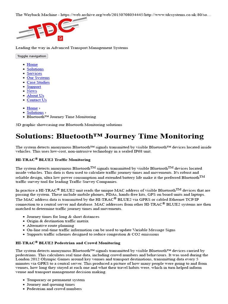 Bluetooth Traffic Monitoring Solutions | PDF | Bluetooth | Wi Fi