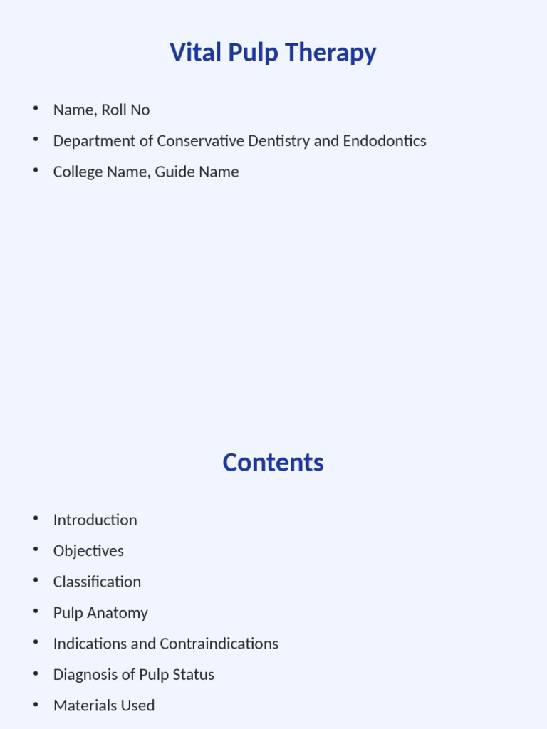 Vital Pulp Therapy Modern | PDF | Mouth | Dental Anatomy
