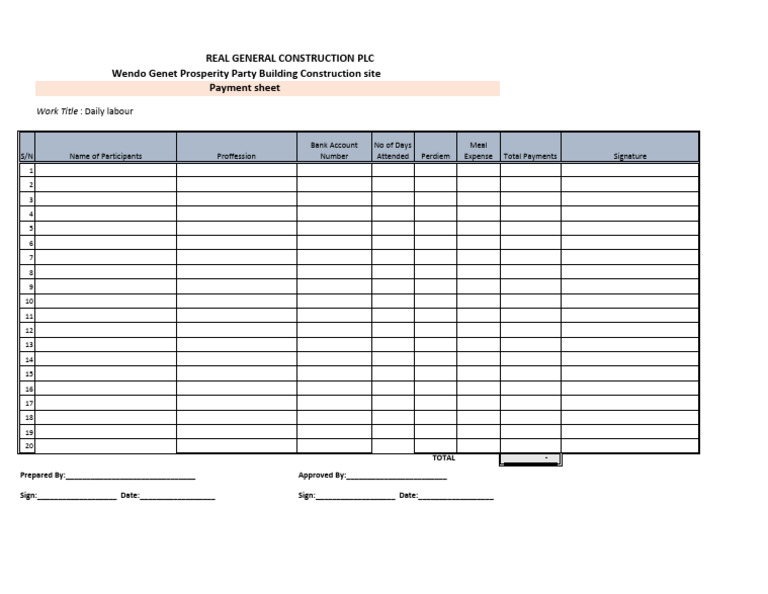 Attendance Sheet & Payment Sheet | PDF