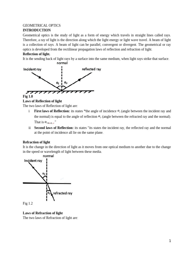 Geometrical Optics | PDF | Refraction | Optics
