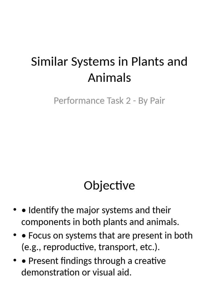 Similar Systems in Plants and Animals | PDF