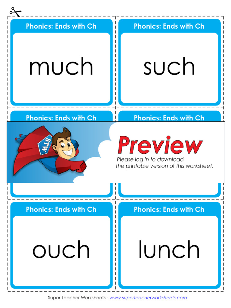 CH Words Flash Cards Ending With CH | PDF