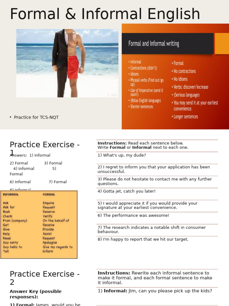 Formal & Informal Practice PPT | PDF