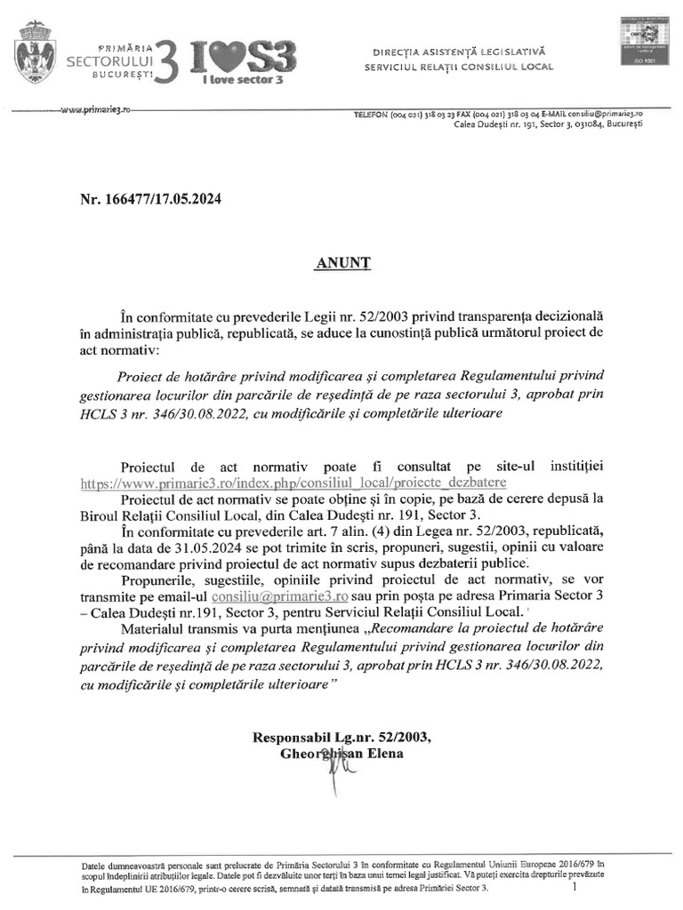 Regulament Parcari - de - Resedinta - Sector - 3 - Publicat - 17.05. ...