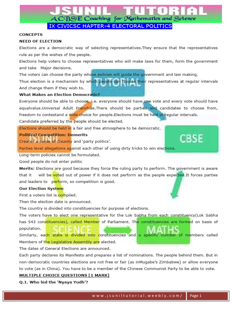 Ix Civics Chapter-4 Electoral Politics | PDF | Elections | Voting