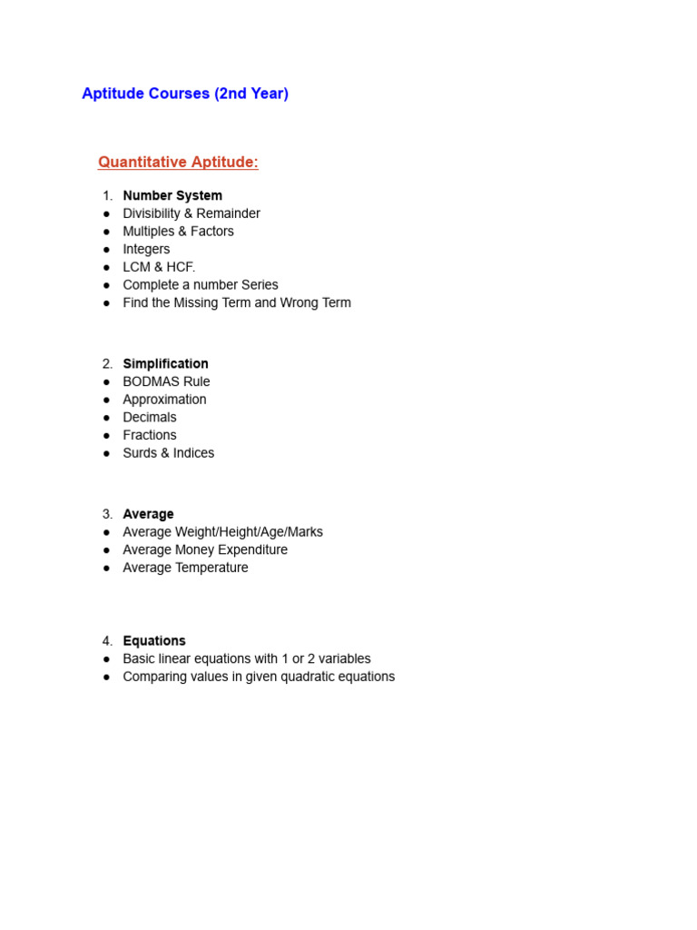 Comprehensive Aptitude Course Guide | PDF | Numbers | Area