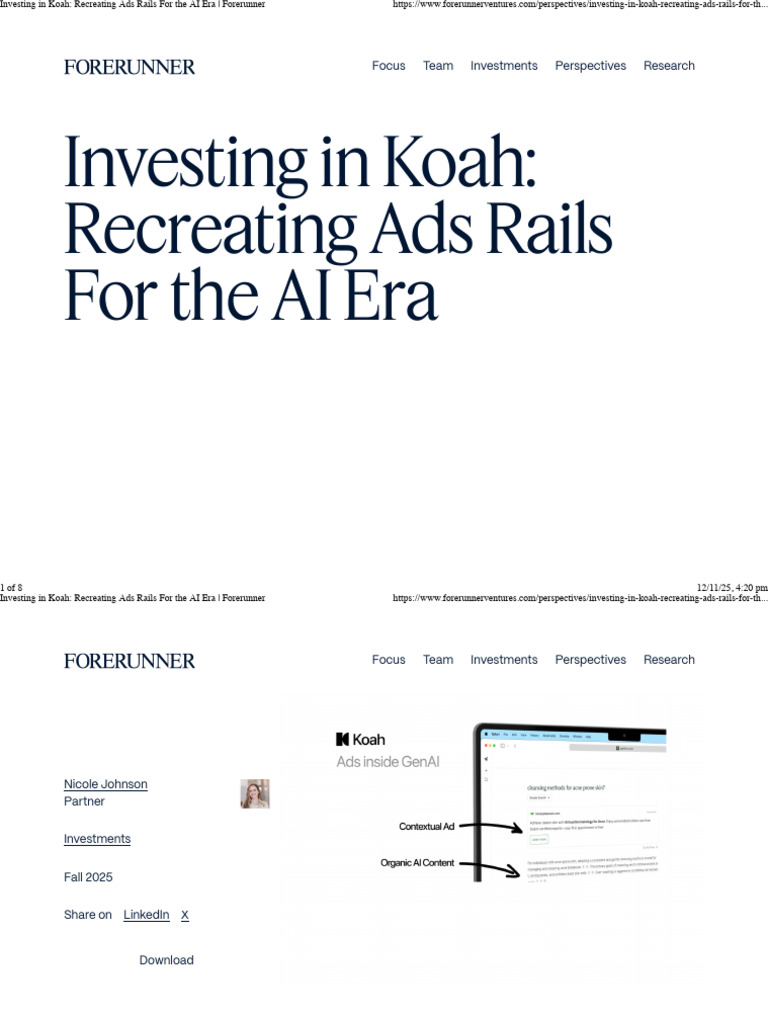 Investing in Koah - Recreating Ads Rails For The AI Era - Forerunner ...