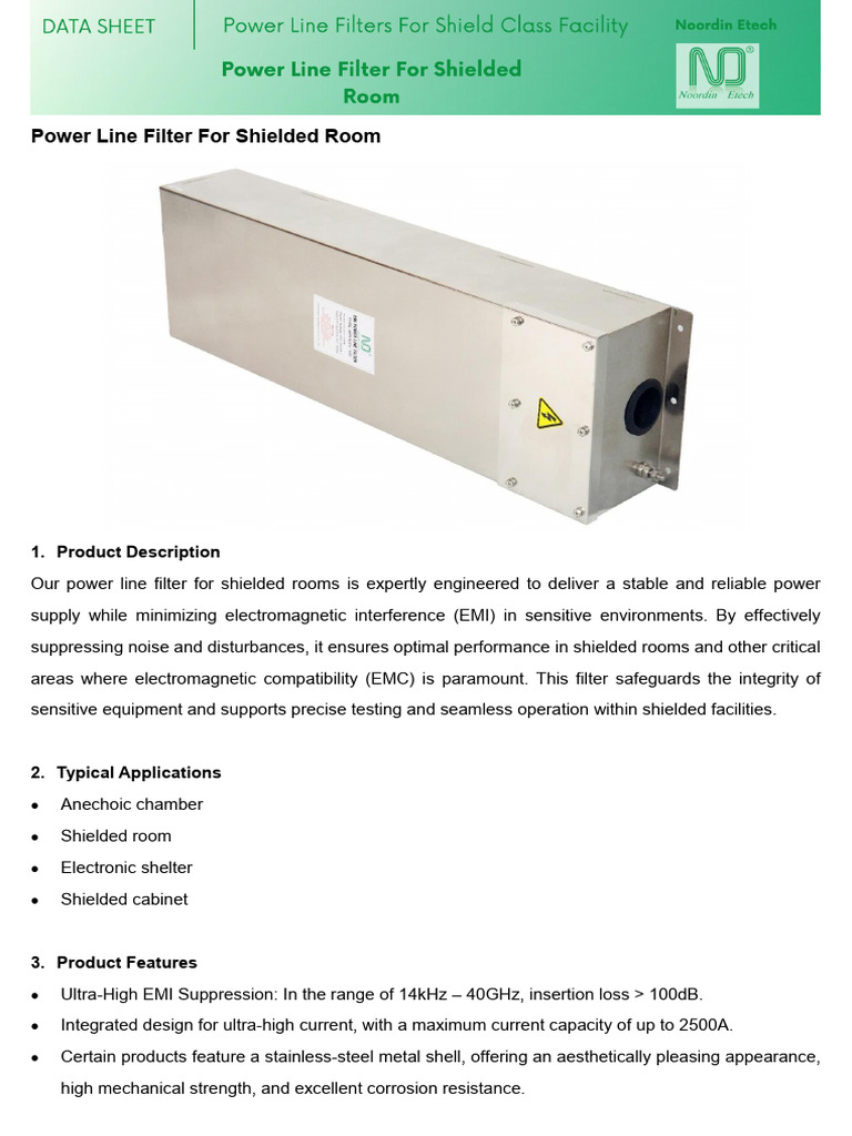Power Line Filters For Shielded Rooms 2 | PDF | Electromagnetic ...
