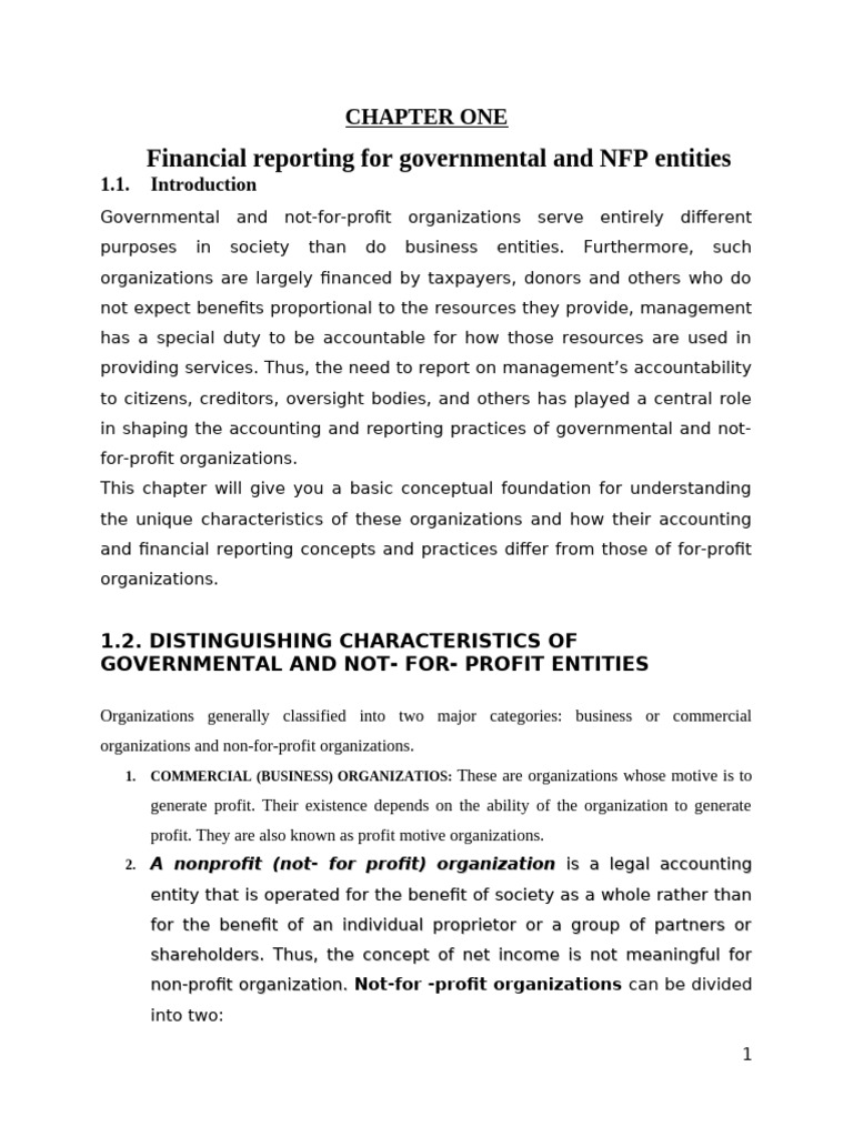 CHAPTER 1 Govt Old | PDF | Fund Accounting | Generally Accepted ...