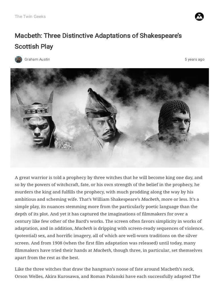 Macbeth - Three Distinctive Adaptations | PDF | Macbeth