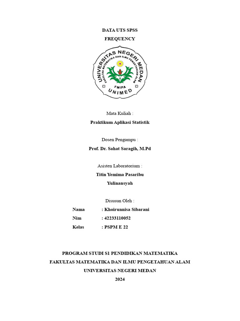Data Uts Spss Khoirunnisa Sibarani | PDF