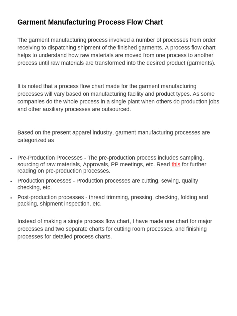 Garment Manufacturing Process | PDF
