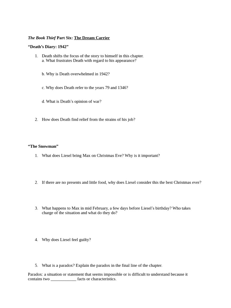 The Book Thief Part Six Questions | PDF