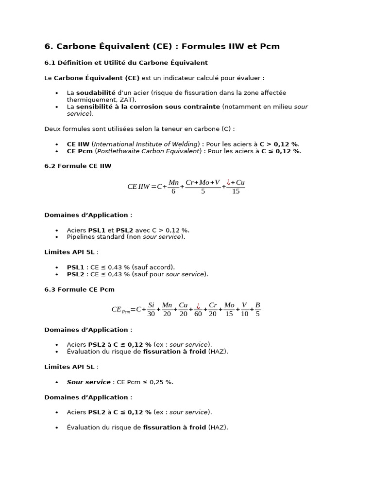 Carbone Équivalent : CE IIW et Pcm | PDF | Acier | Manganèse