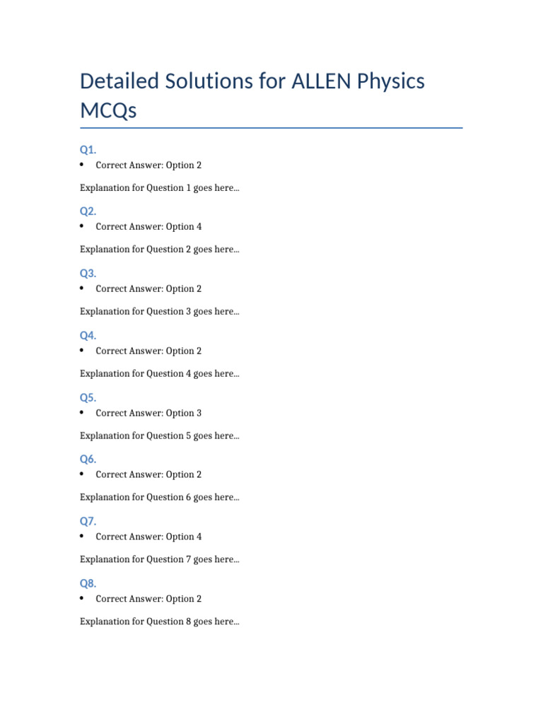 ALLEN Physics MCQs Solutions Updated | PDF | Refraction | Optics